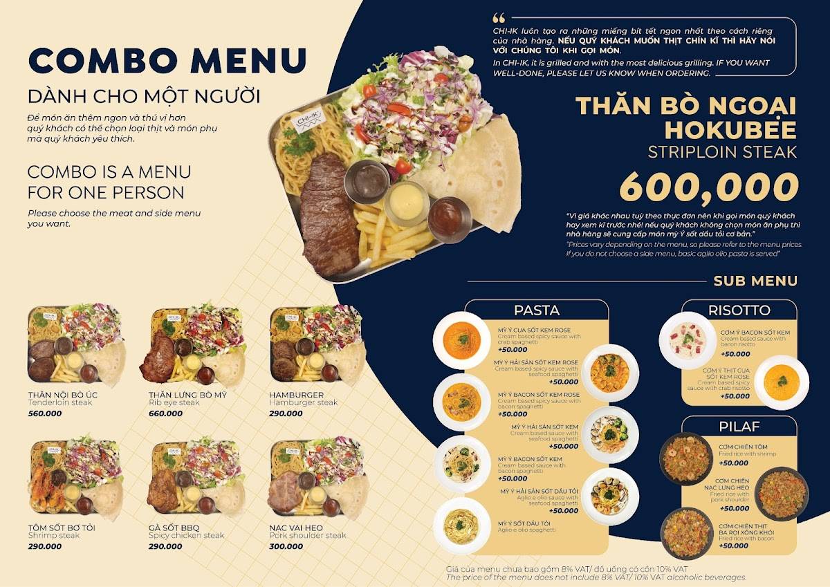 Menu at CHIIK Steak & Pasta Thảo Điền restaurant, Ho Chi Minh City