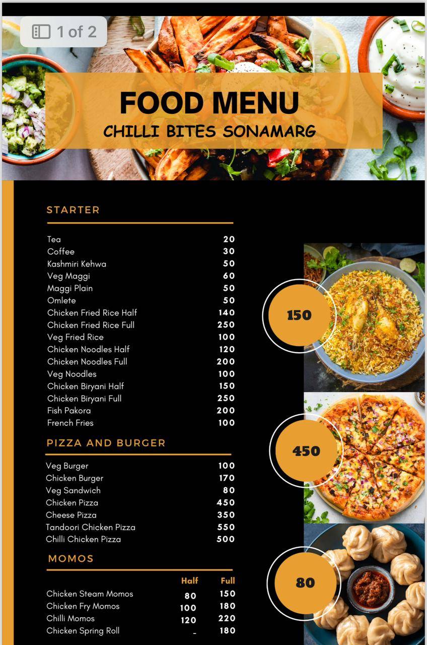 Menu at CHILLI BITES SONAMARG, Sonamarg