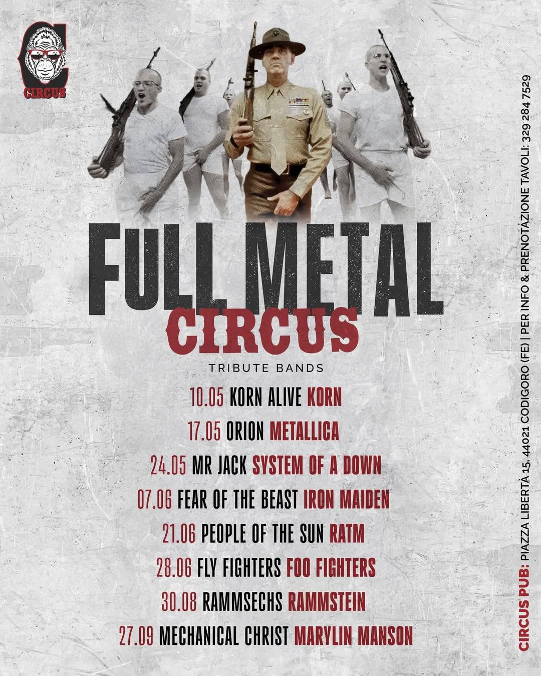 Menu da PUB CIRCUS, Codigoro