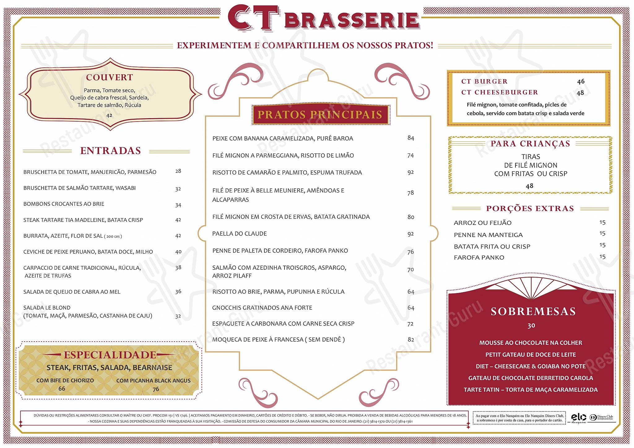Menu em CT Boucherie churrascaria, Rio de Janeiro, Rua Dias Ferreira