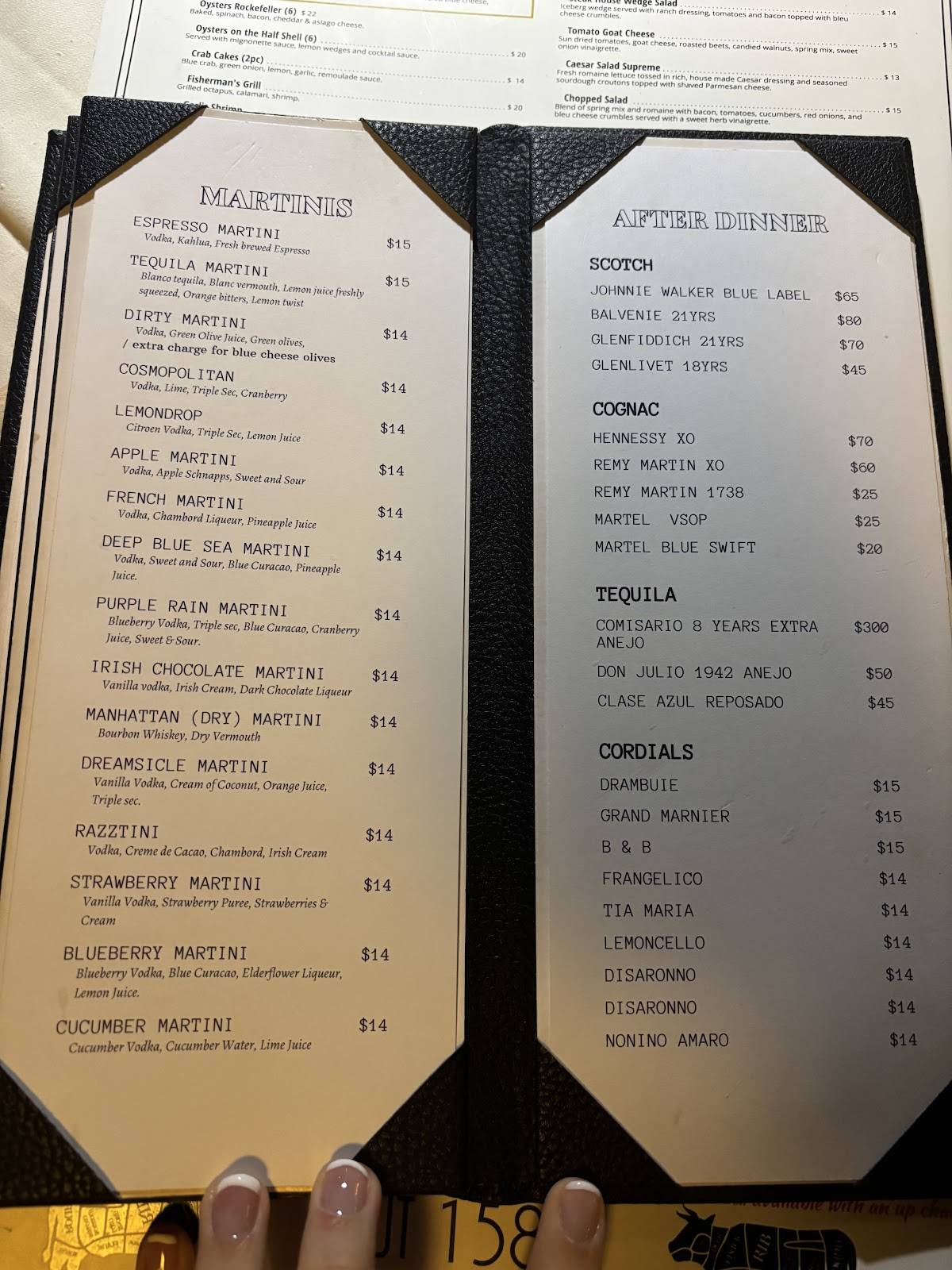 Menu at CUT 158 Chophouse steakhouse, Joliet