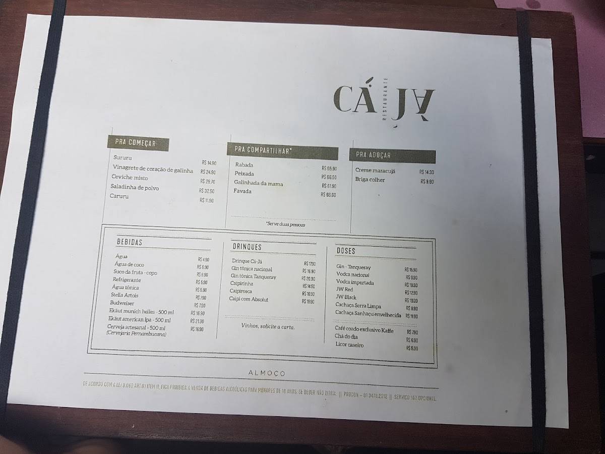 Menu em Cá-Já Restaurante, Recife
