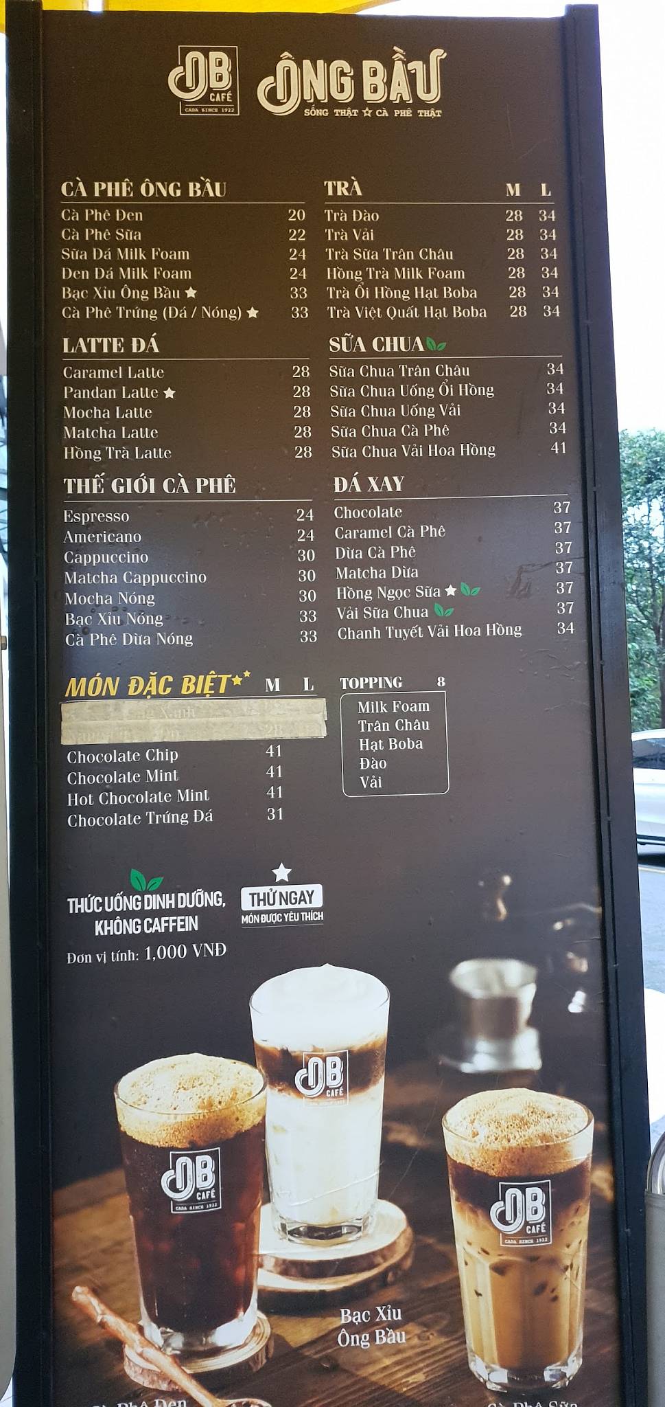 Menu at Cà Phê Ông Bầu cafe, Ho Chi Minh City, 28 Đ. Mai Chí Thọ