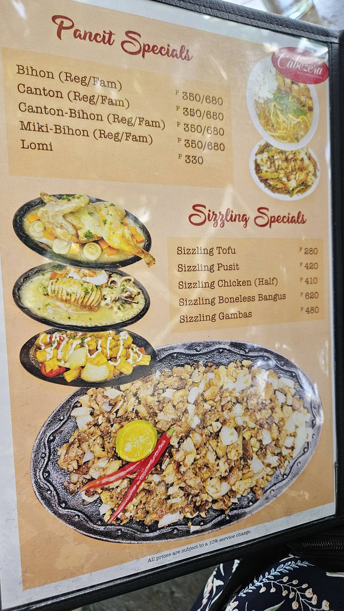 Menu at Cabezera - Ridge View Restaurant, Tagaytay