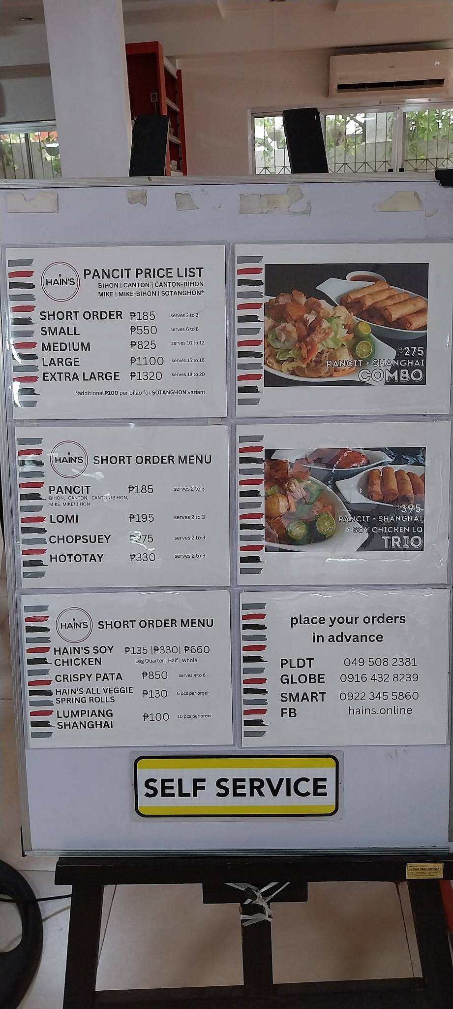 Menu at Hain's (Restaurant/Catering), Cabuyao