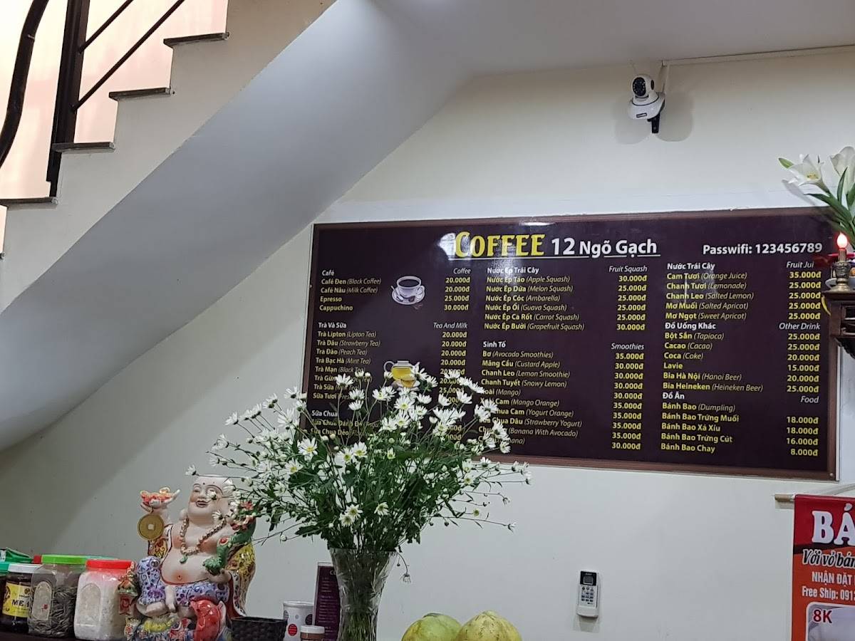 Menu at Cafe 12 Ngõ Gạch, Hanoi