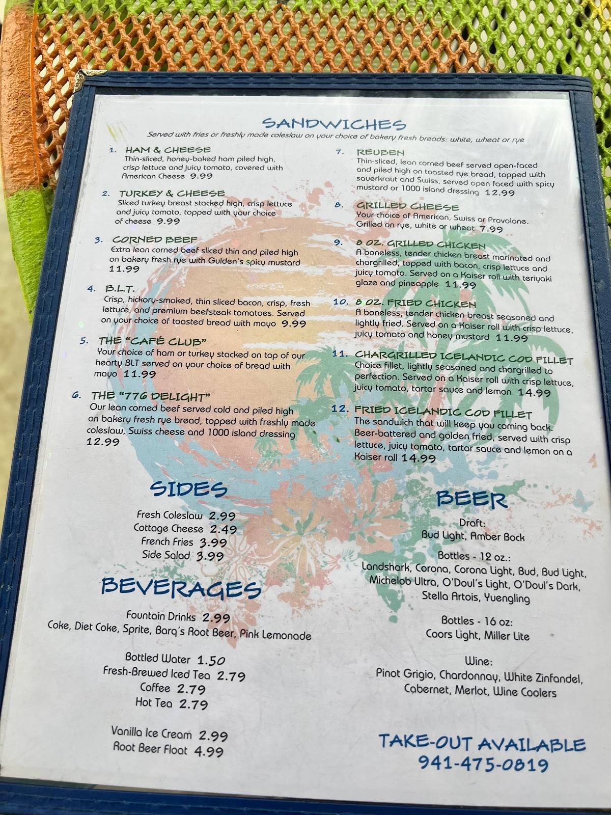 Menu at Cafe 776, Englewood