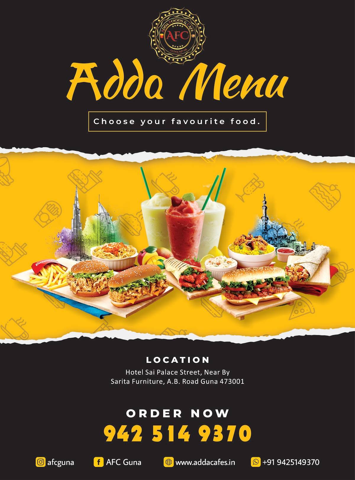 Menu at Adda foods and cafe - Best Cafe In Guna, Guna