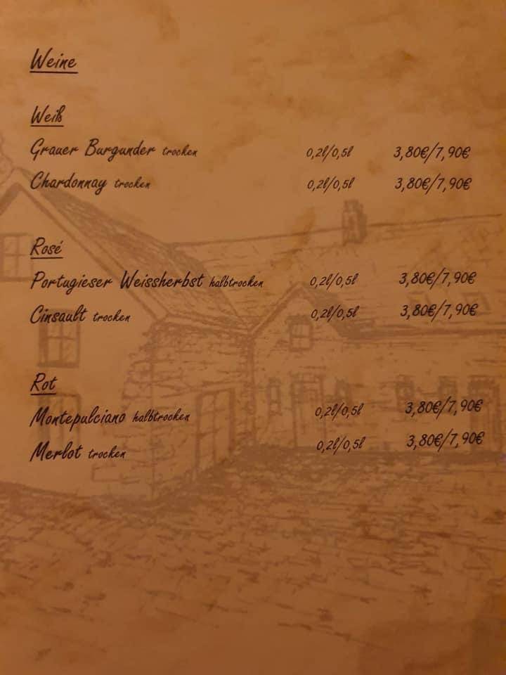 Menu at Café Alte Scheune, Raeren