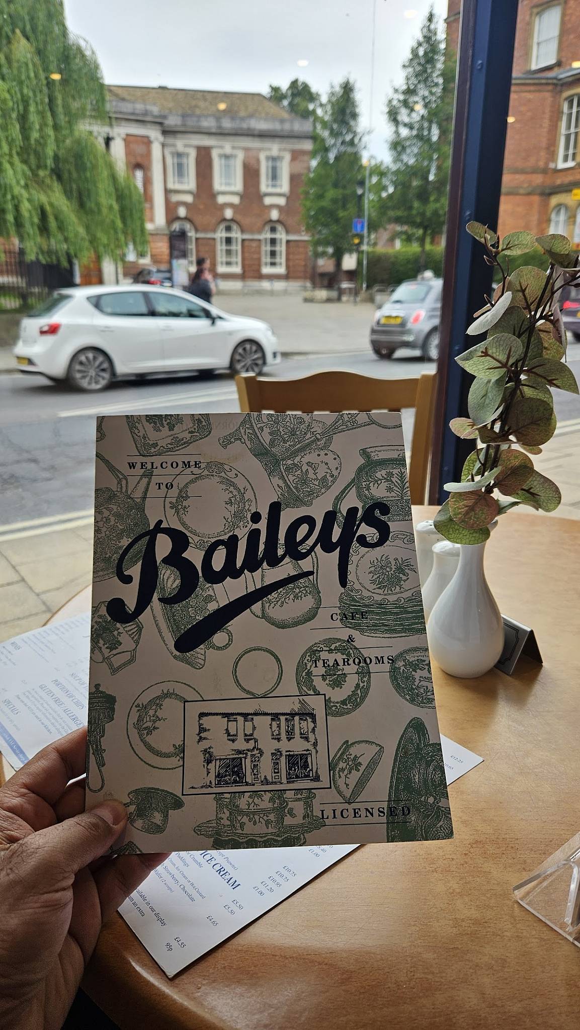 Menu at Bailey's Cafe and Tearooms, York