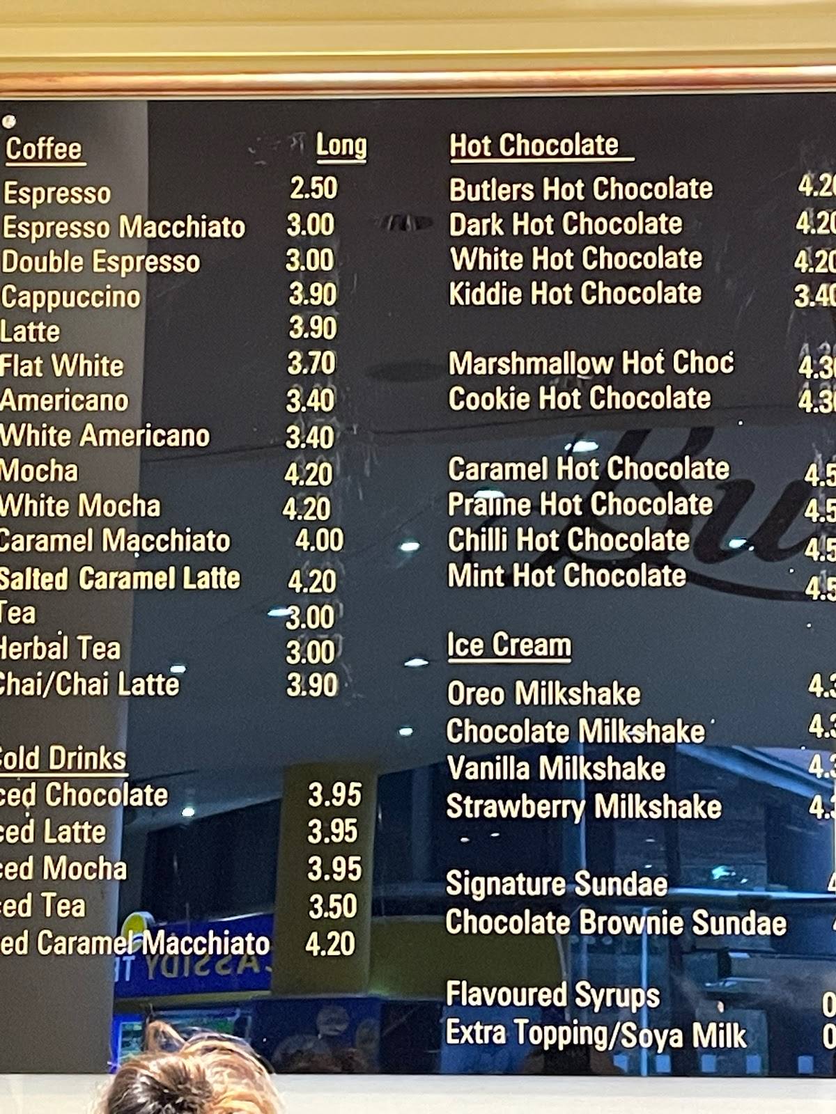 Menu at Butlers Chocolate Café cafe, Swords, Main St