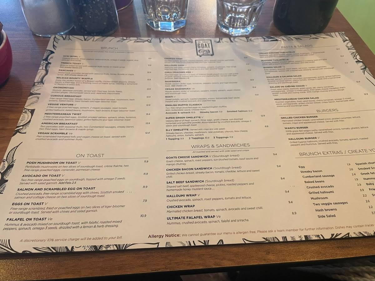 Menu at CURIOUS GOAT cafe, London