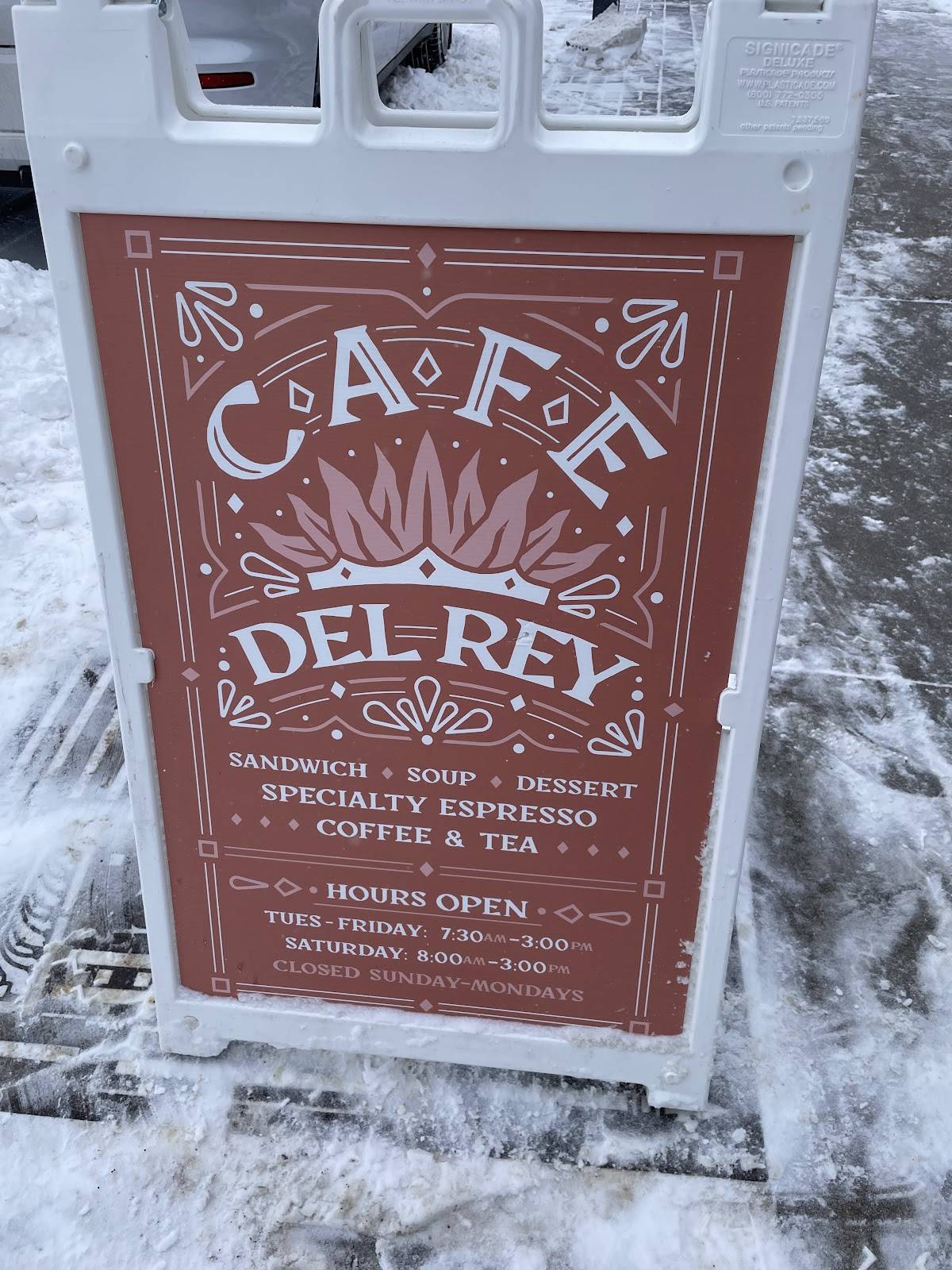 Menu at Cafe Del Rey, Saskatoon