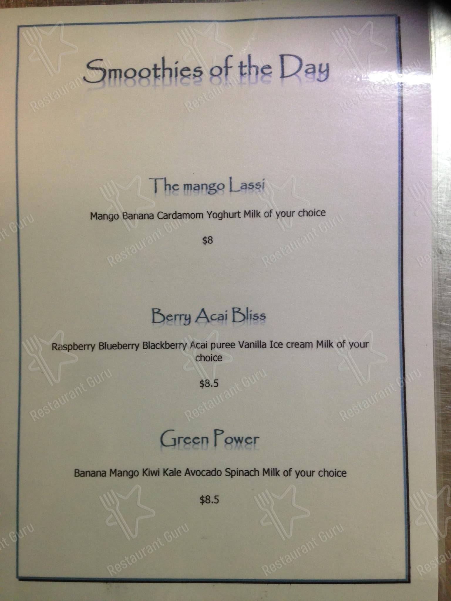 Menu at Cafe In The Mountains, Mount Nebo