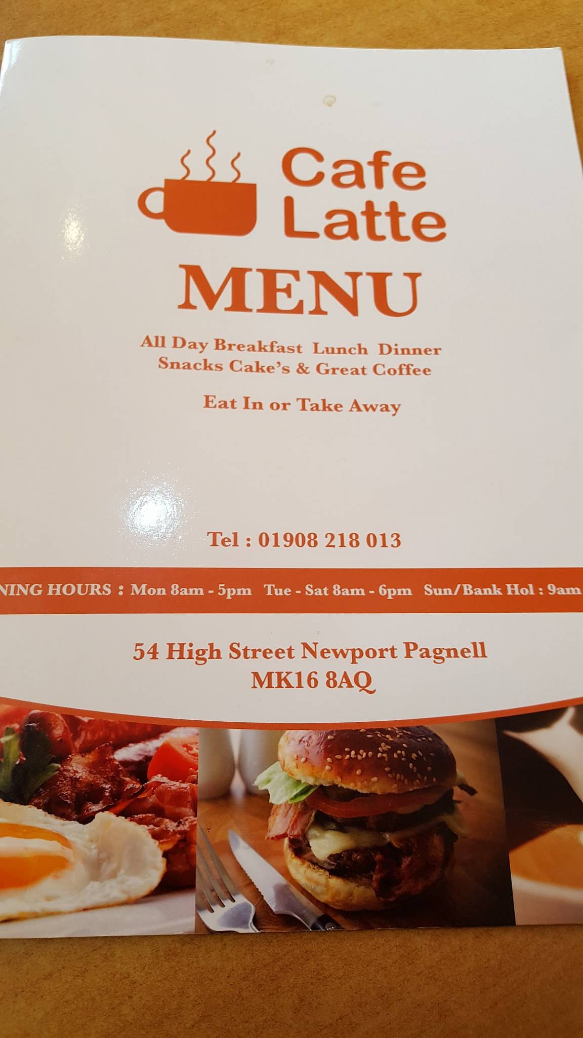 Menu at Cafe Latte, Newport Pagnell