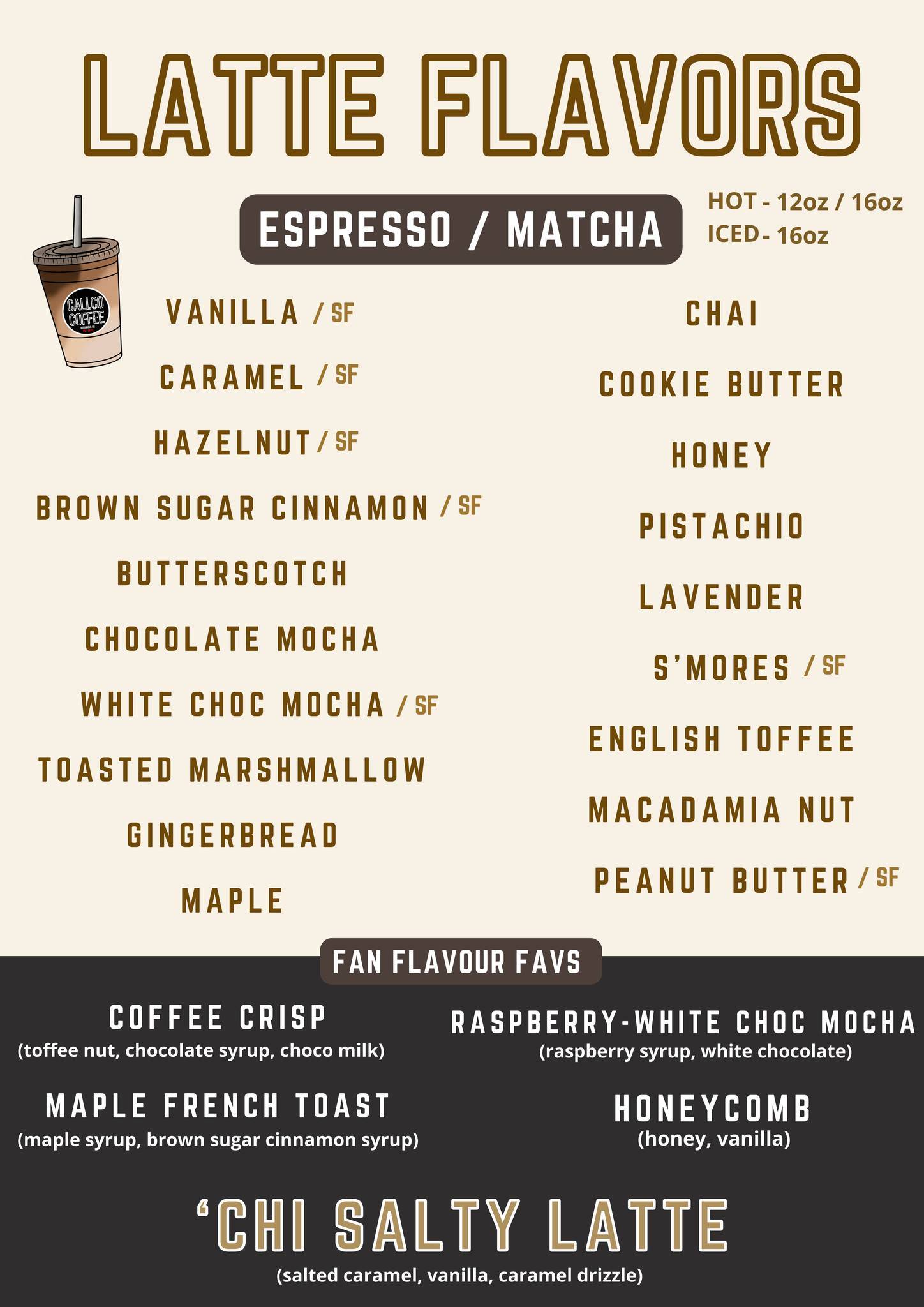 Menu at Cali.Co Cafe, Miramichi