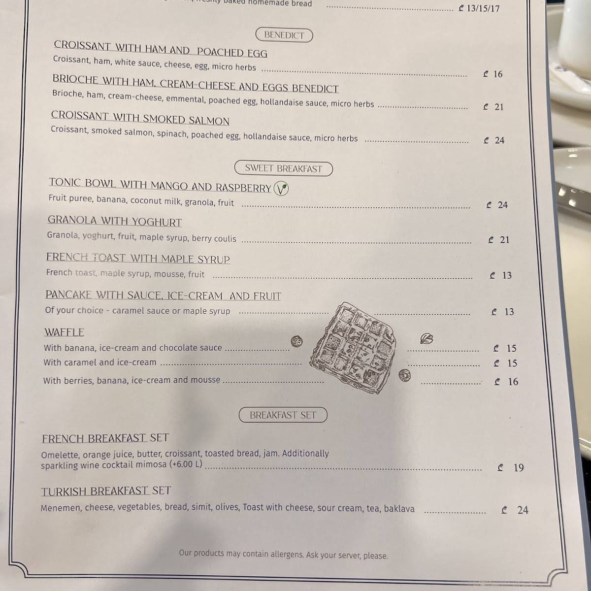 Menu at Cafe Central, Batumi