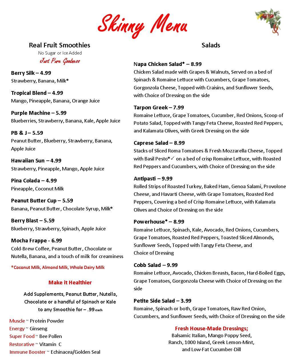 Menu at Chili Gourmet Cafe, Tampa