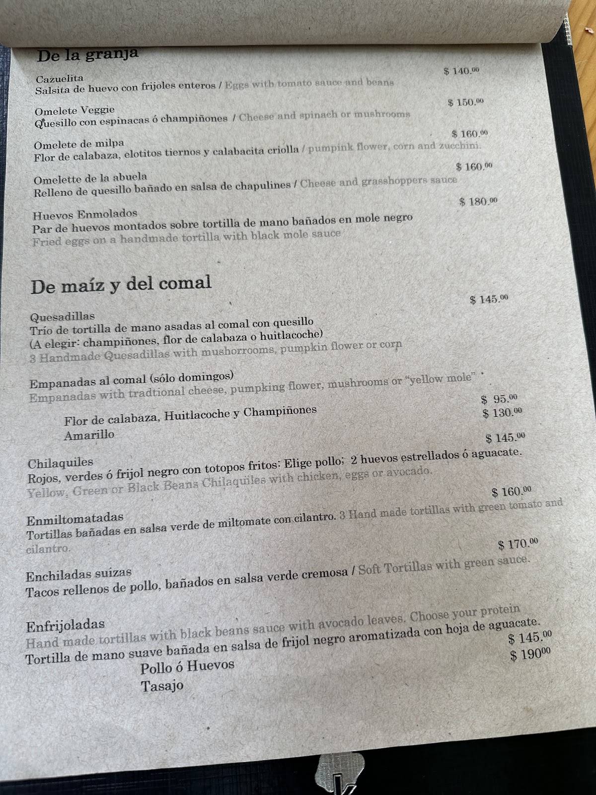 Carta de Chocolatería y Café Petra Cacao, Oaxaca