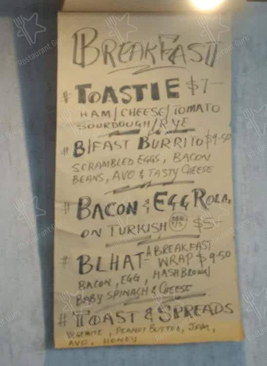 Menu at Coffee Wala Coffees restaurant, North Sydney