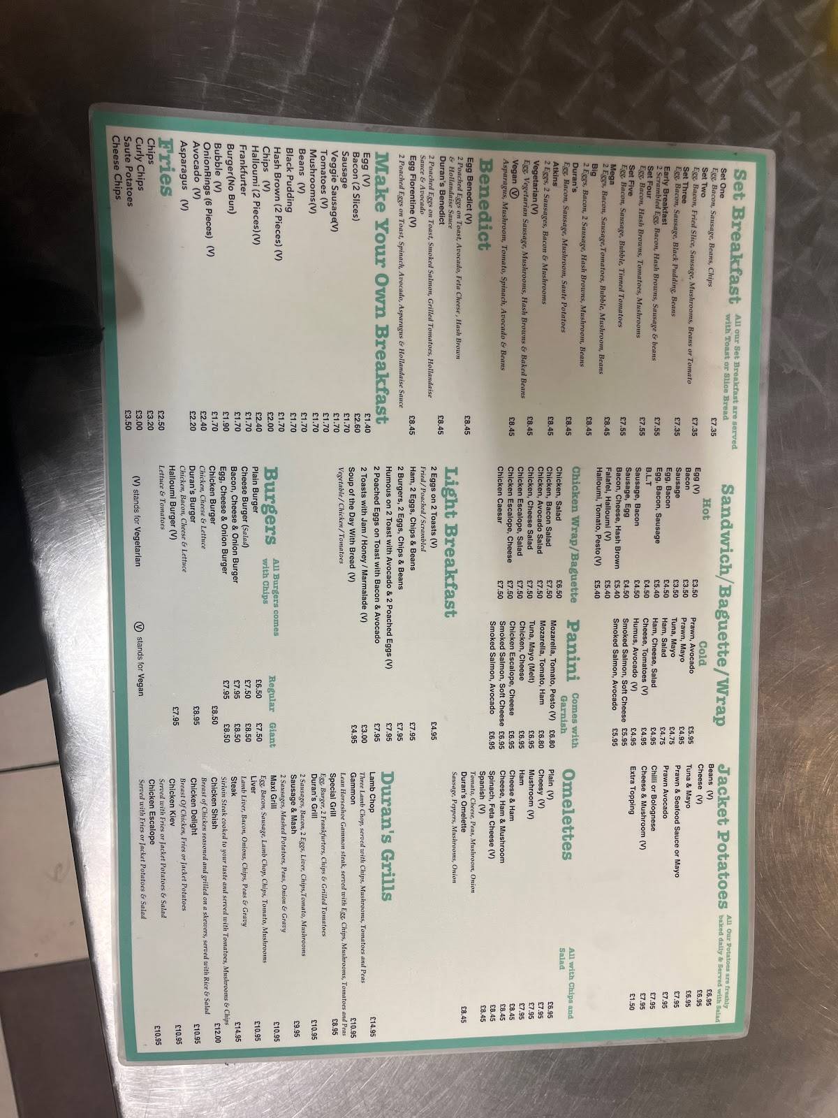 Menu at Duran's Bistro Grill restaurant, Bushey, 124-126 High St