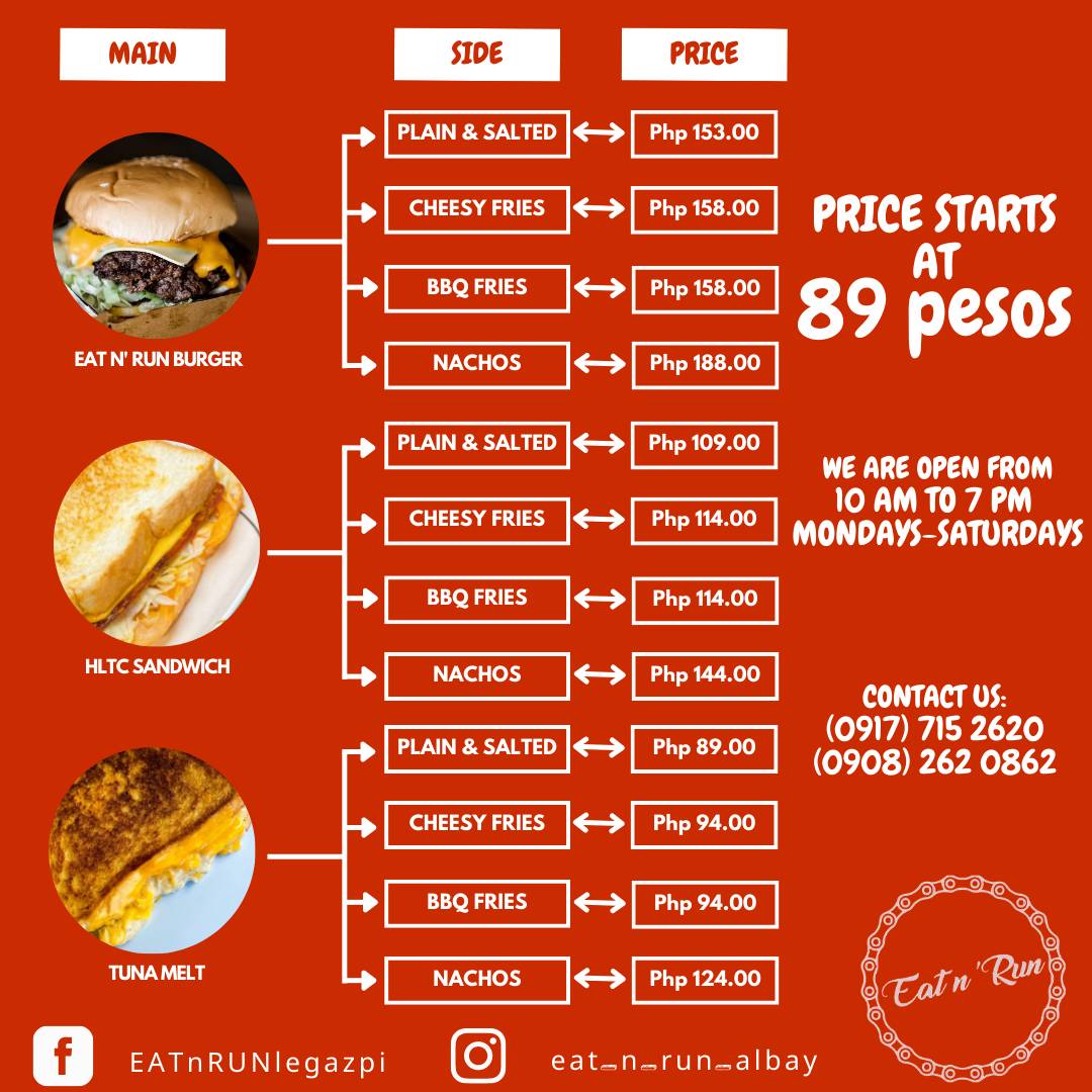 Carta del café Eat n' Run, Legazpia, 4PQP+499