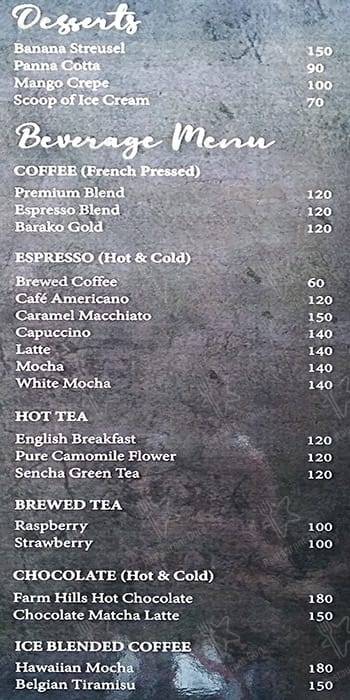 Menu at Farm Hills Garden restaurant, Silang