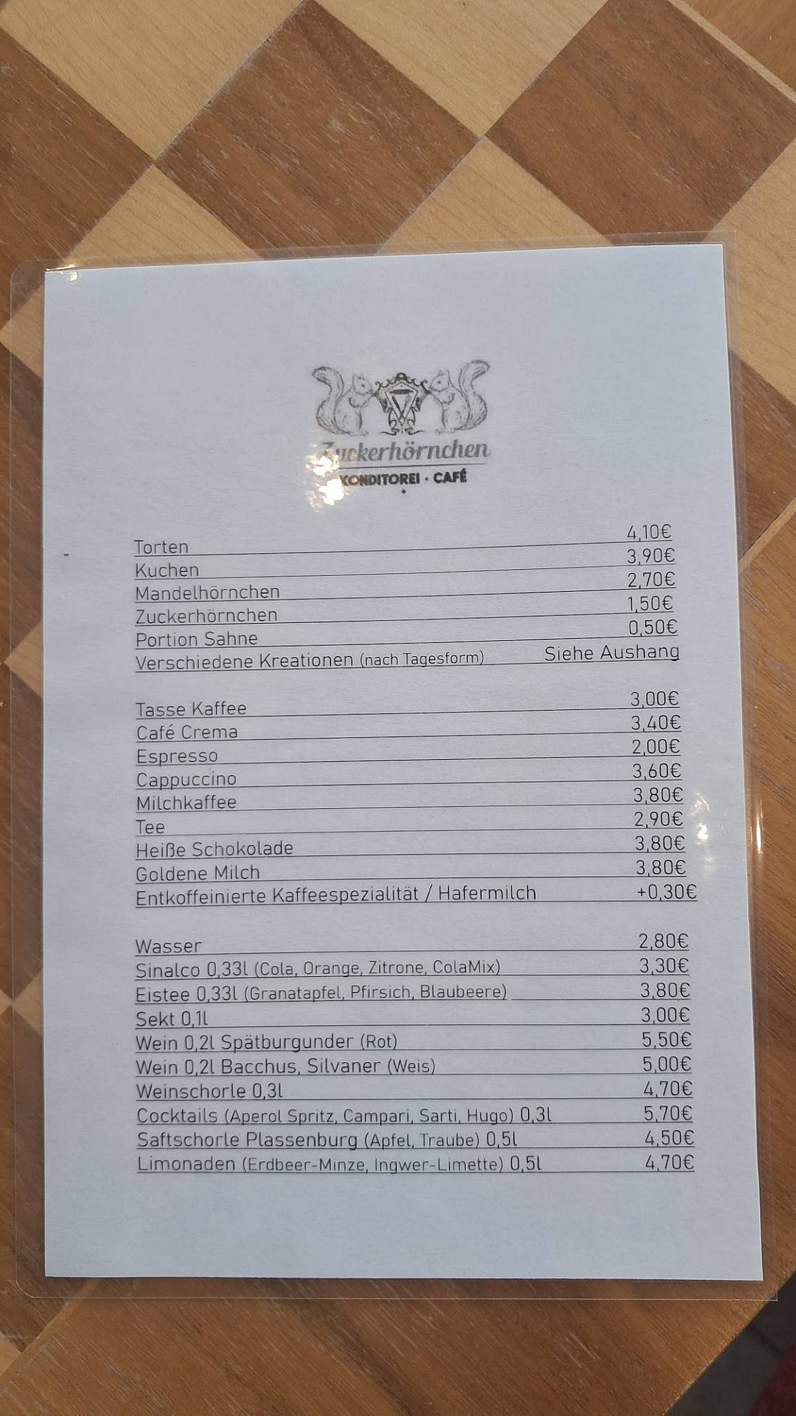 Speisekarte von Café Florian cafe, Bayreuth, Badstraße 13