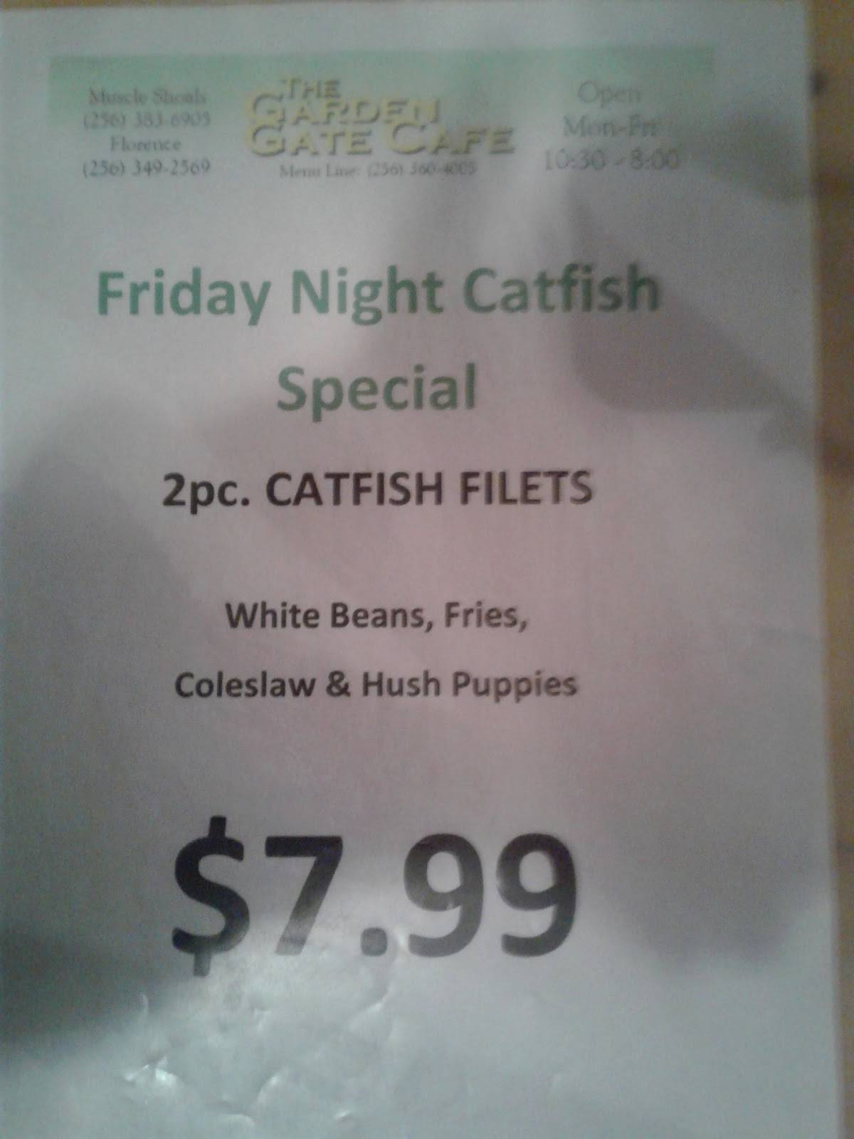 Menu at Garden Gate Café restaurant, Muscle Shoals