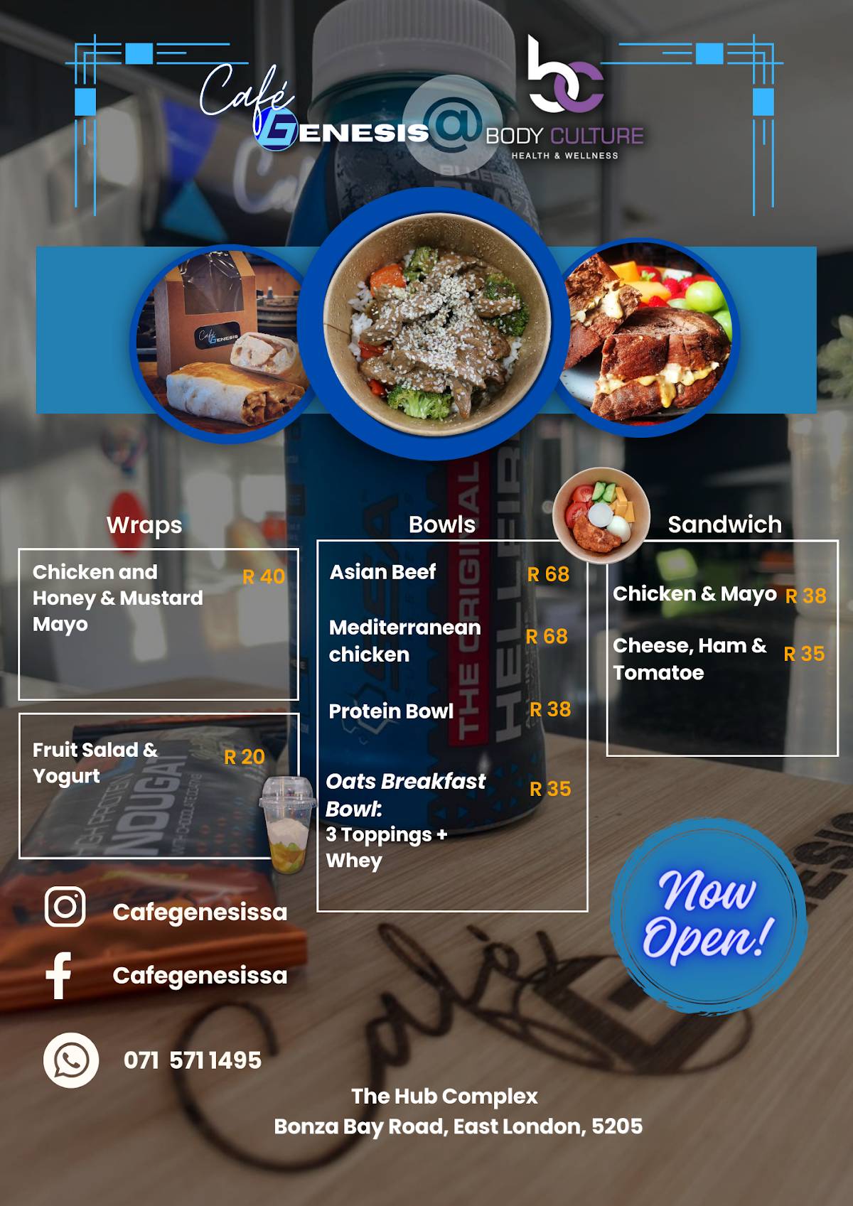 Menu at Cafe Genesis, East London