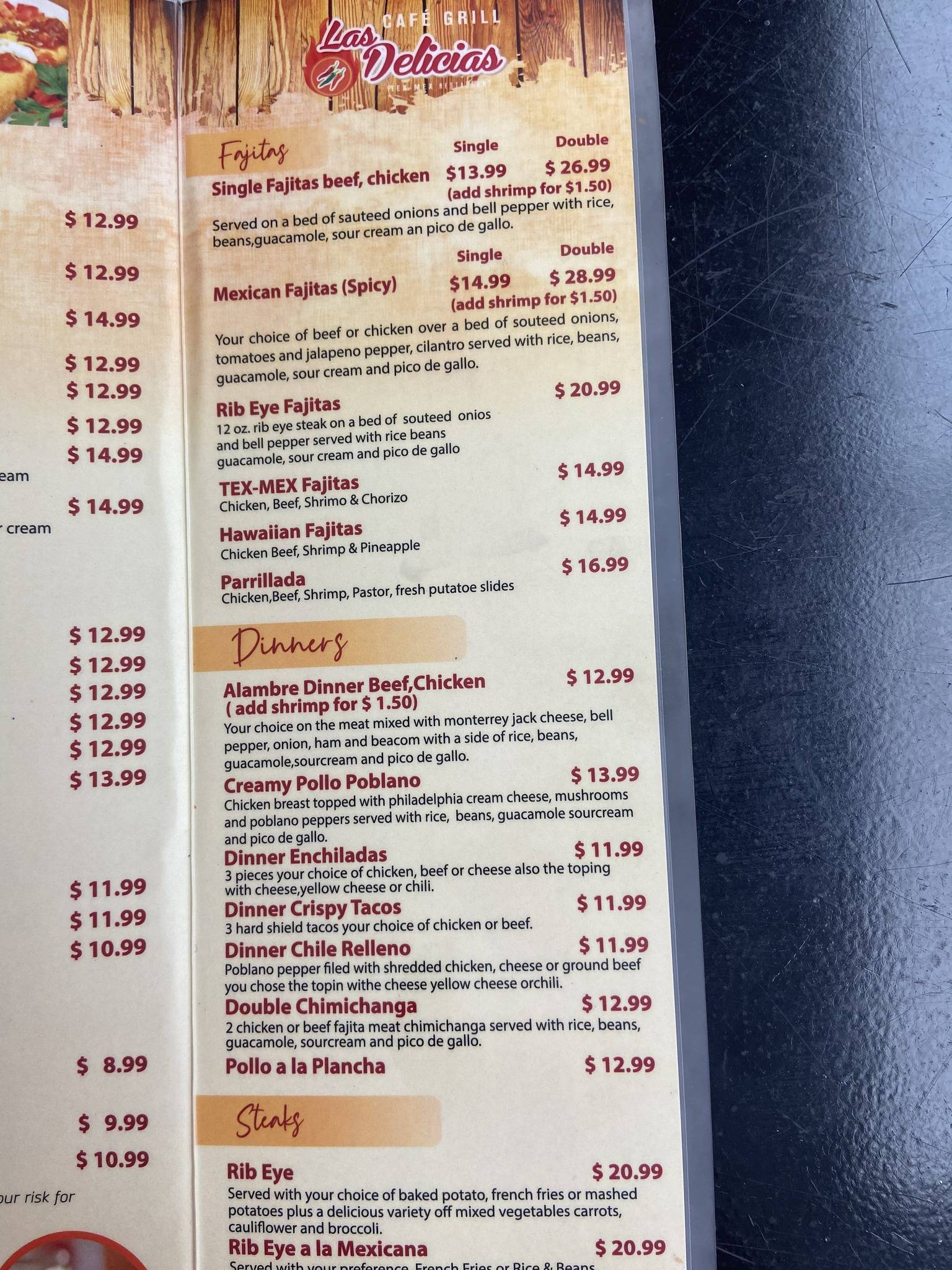 Menu at Cafe Grill Las Delicias, Idabel