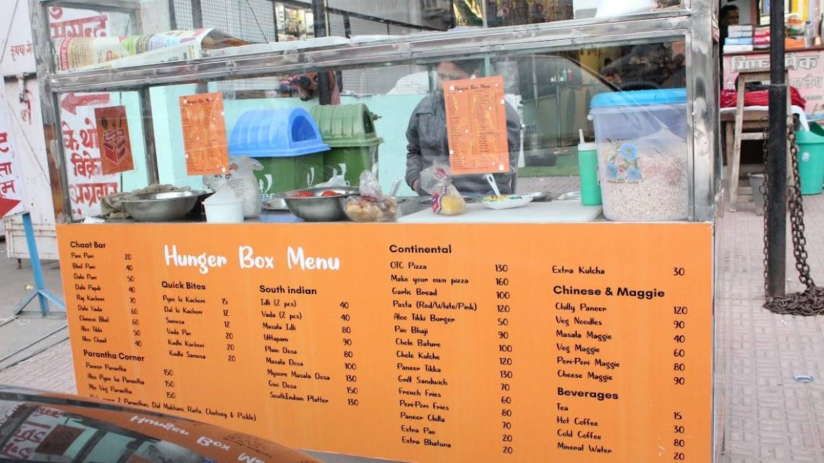 Menu at Hunger Box, Jaipur