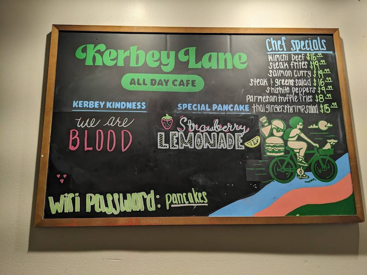 Menu at Kerbey Lane Cafe, Austin, W William Cannon Dr