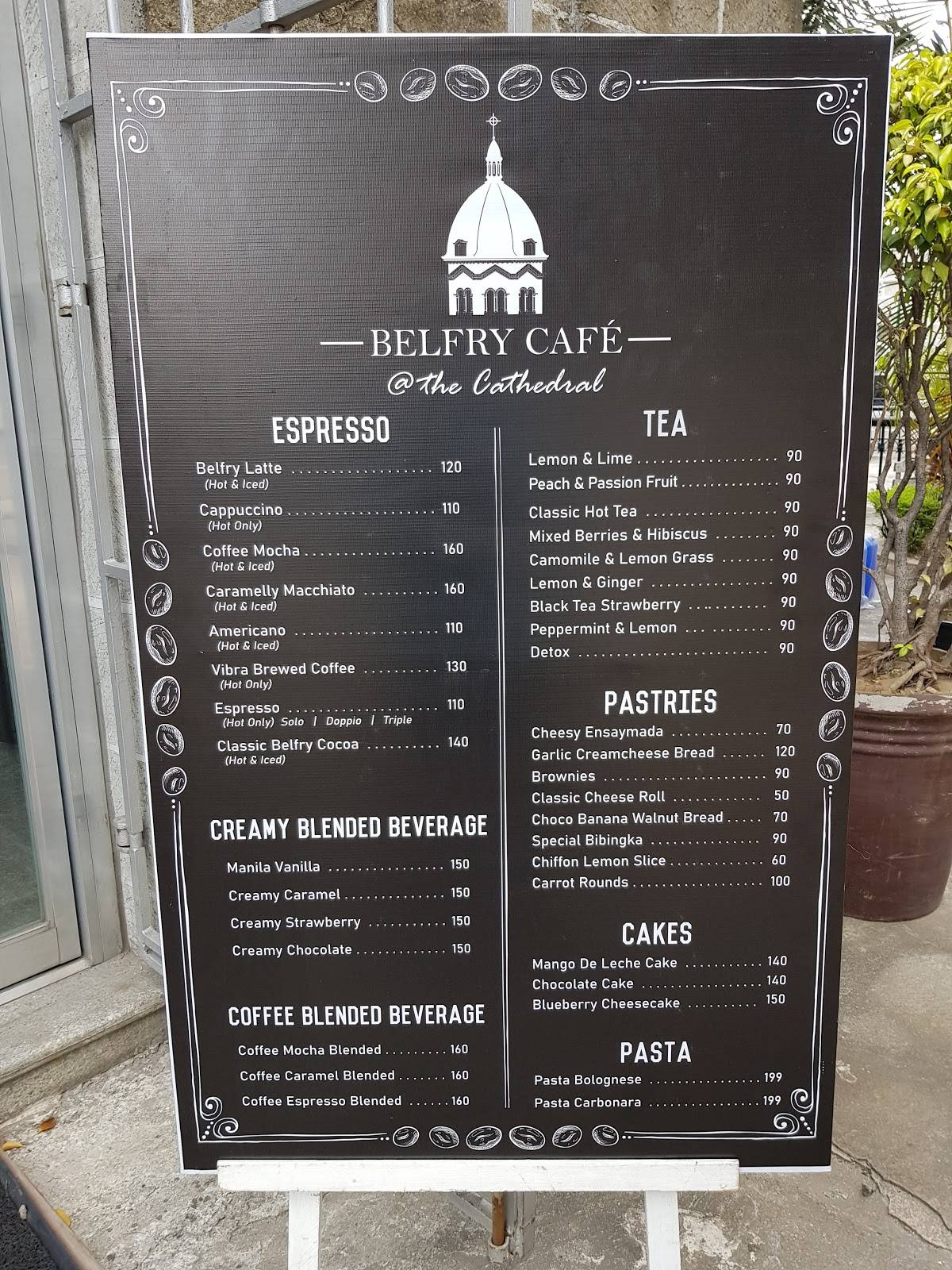 Menu at La Cathedral Cafe, Manila