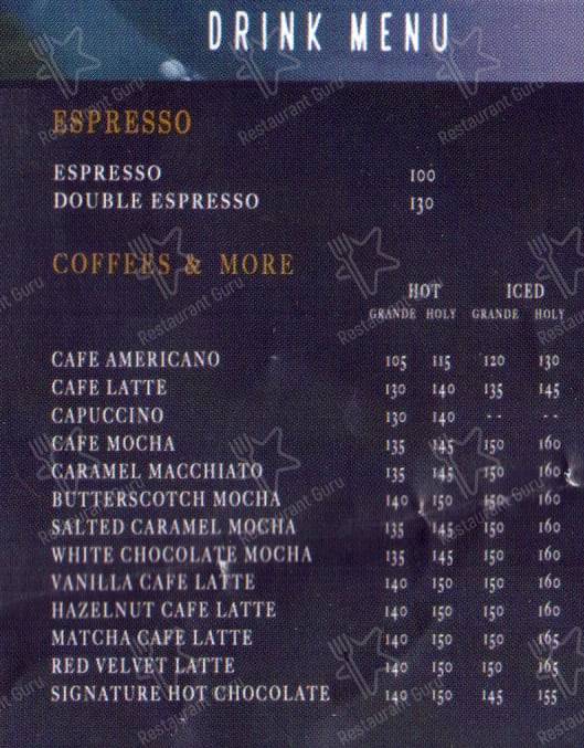 Menu at La Cathedral Cafe, Manila