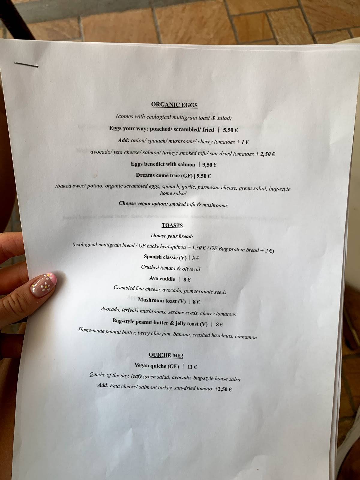 Carta del café Ladybug Coffee Roasters, Marbella