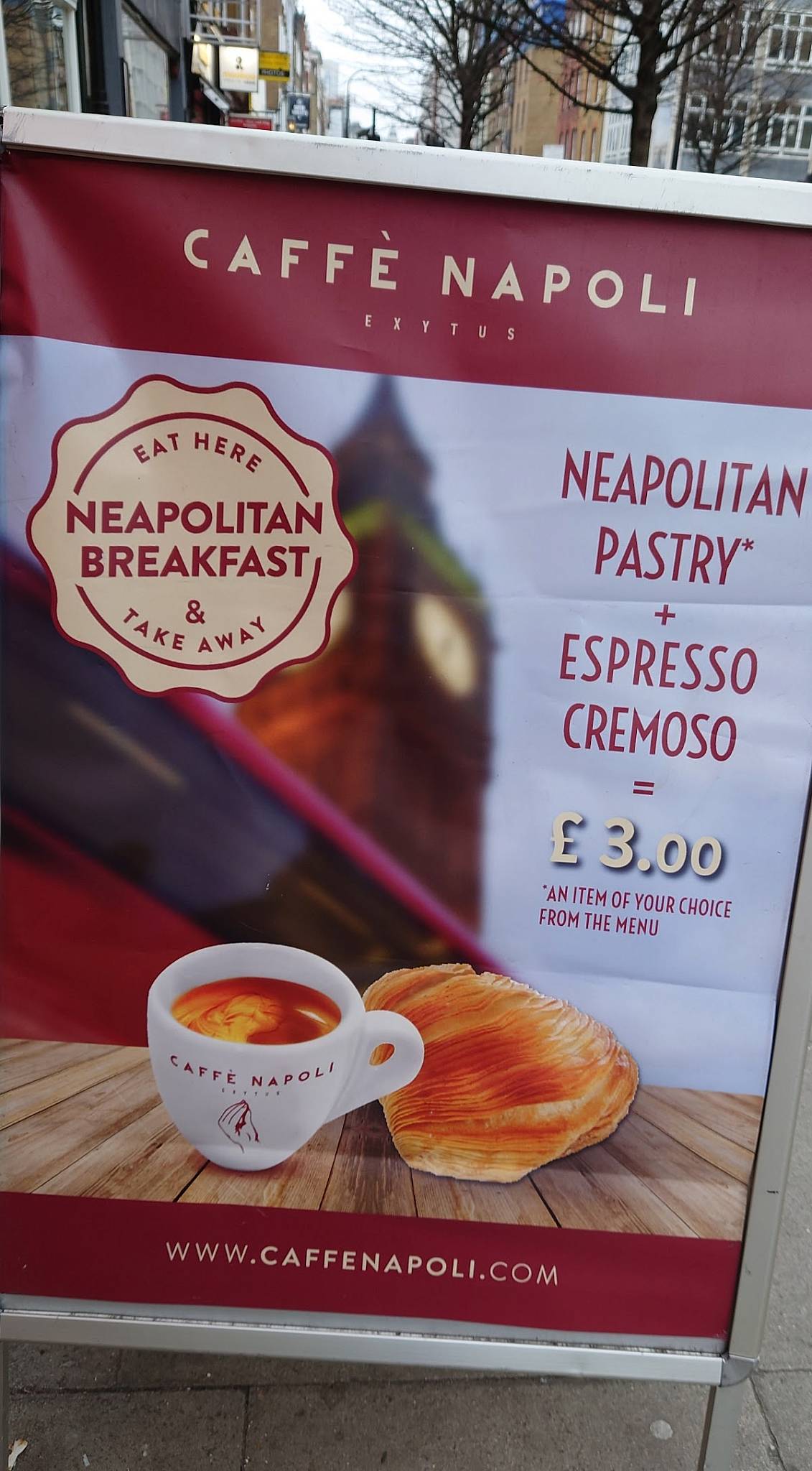 Menu at Caffè Napoli cafe, London, 31B Goodge St