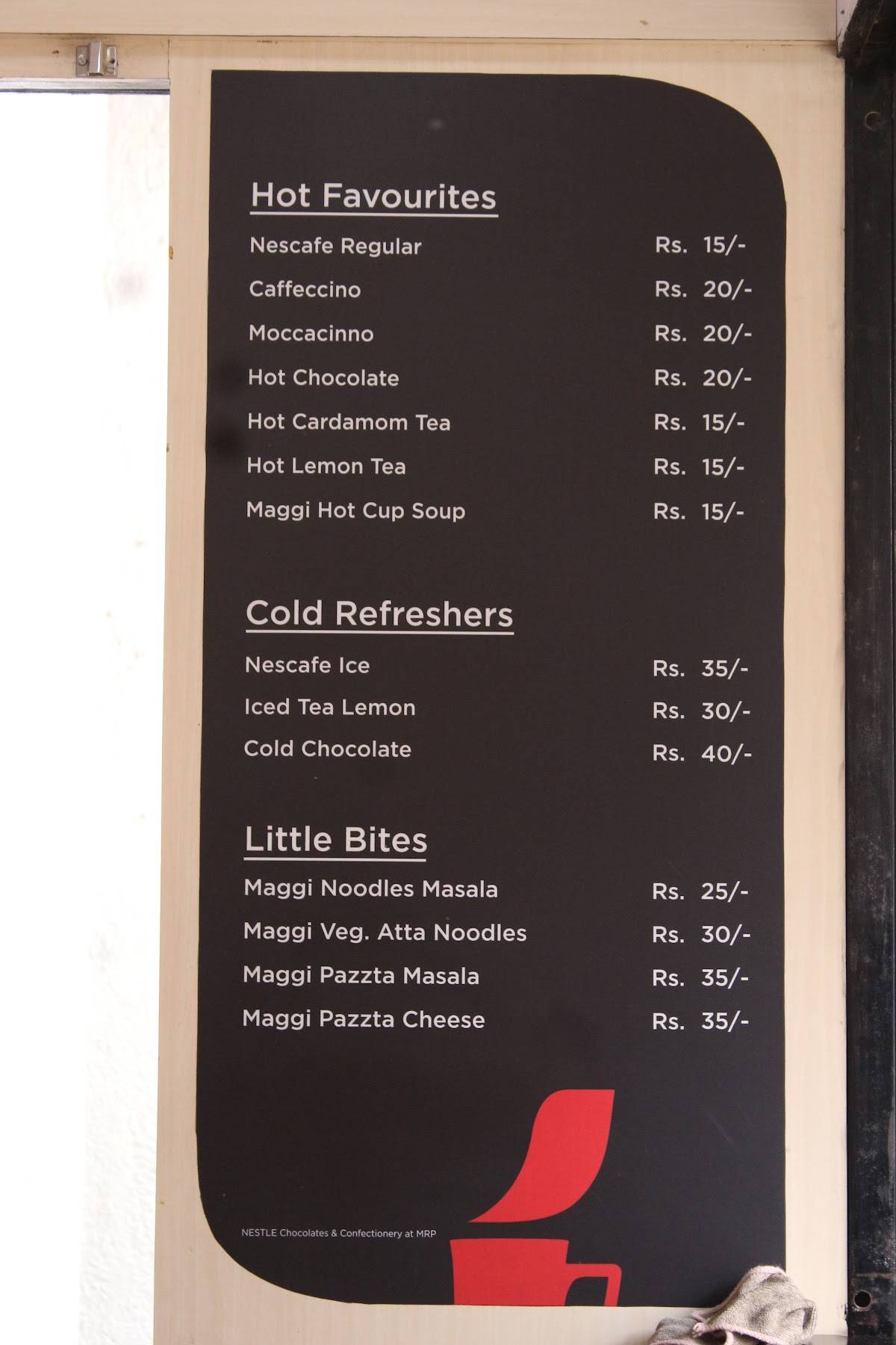 Menu at Nescafé Stall, Vadodara