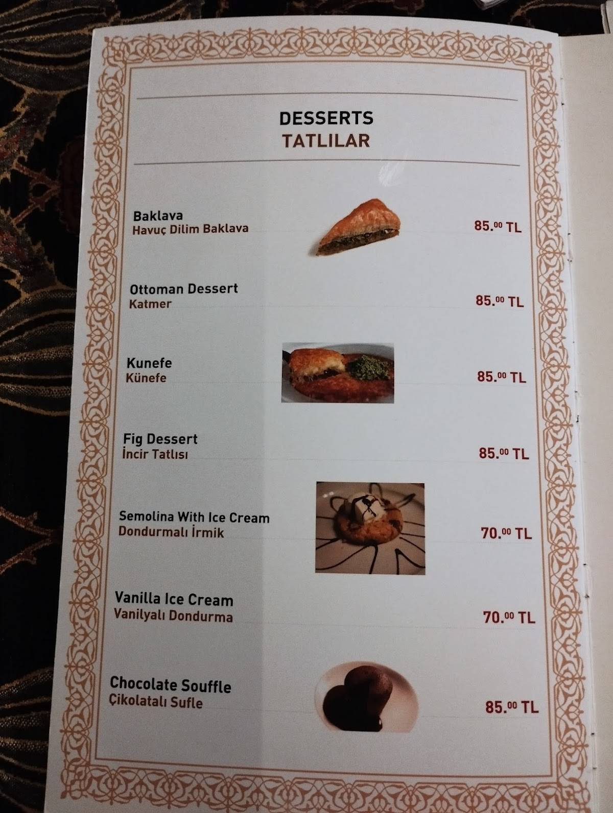 Menu at Old Ottoman Cafe & Restaurant, Istanbul, Cağaloğlu Hamamı Sk ...