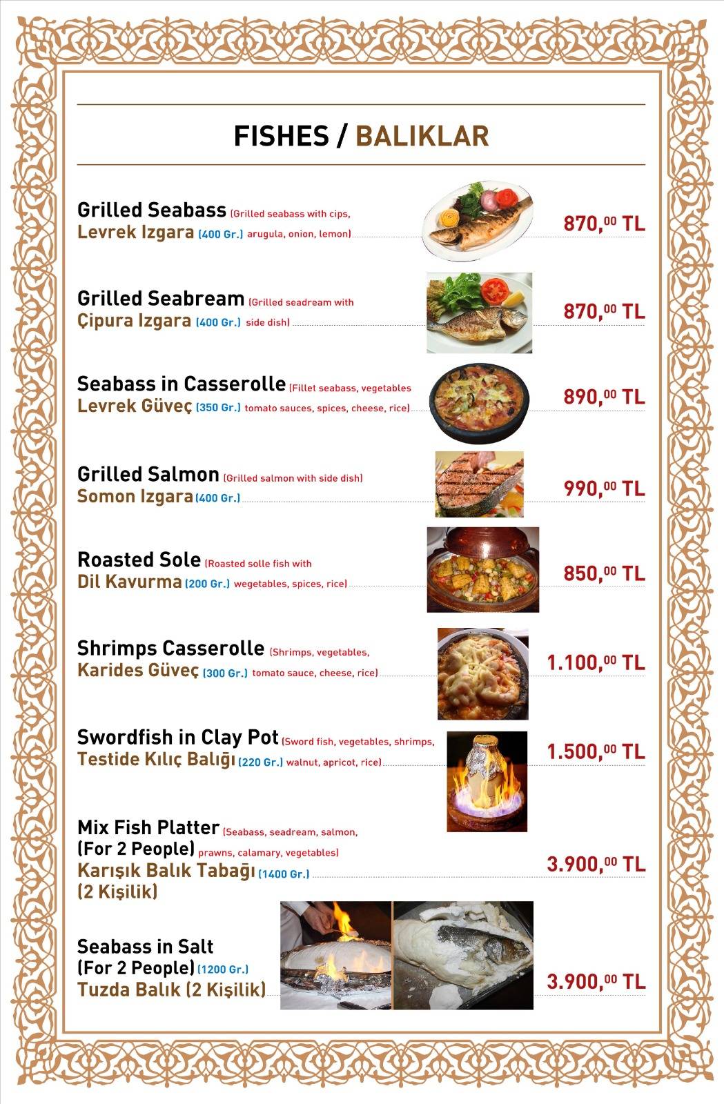Menu at Old Ottoman Cafe & Restaurant, Istanbul, Cağaloğlu Hamamı Sk ...