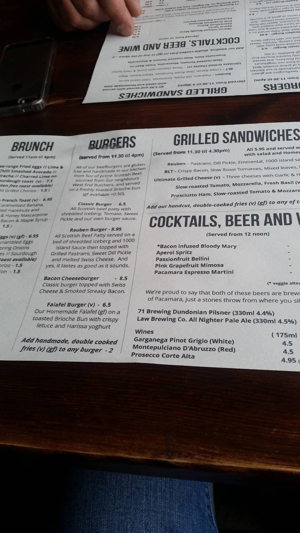 Menu at Pacamara Food & Drink cafe, Dundee