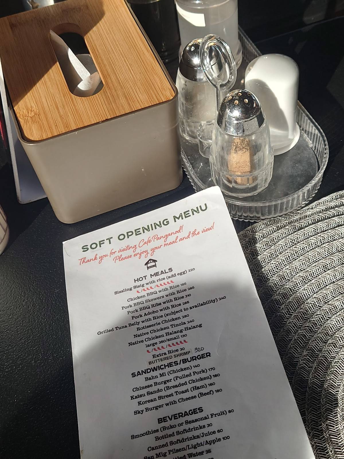 Menu at Cafe Panganod, San Jose, C56V+7C8