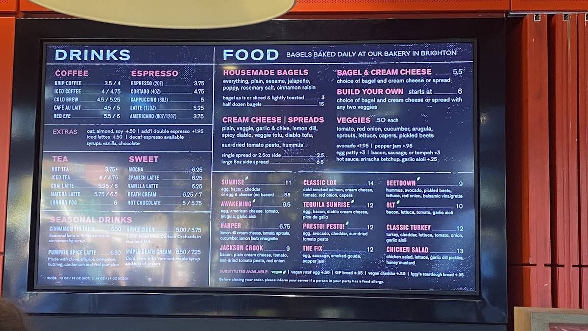 Menu at Pavement Coffeehouse - Harvard Square cafe, Cambridge, 1350 ...