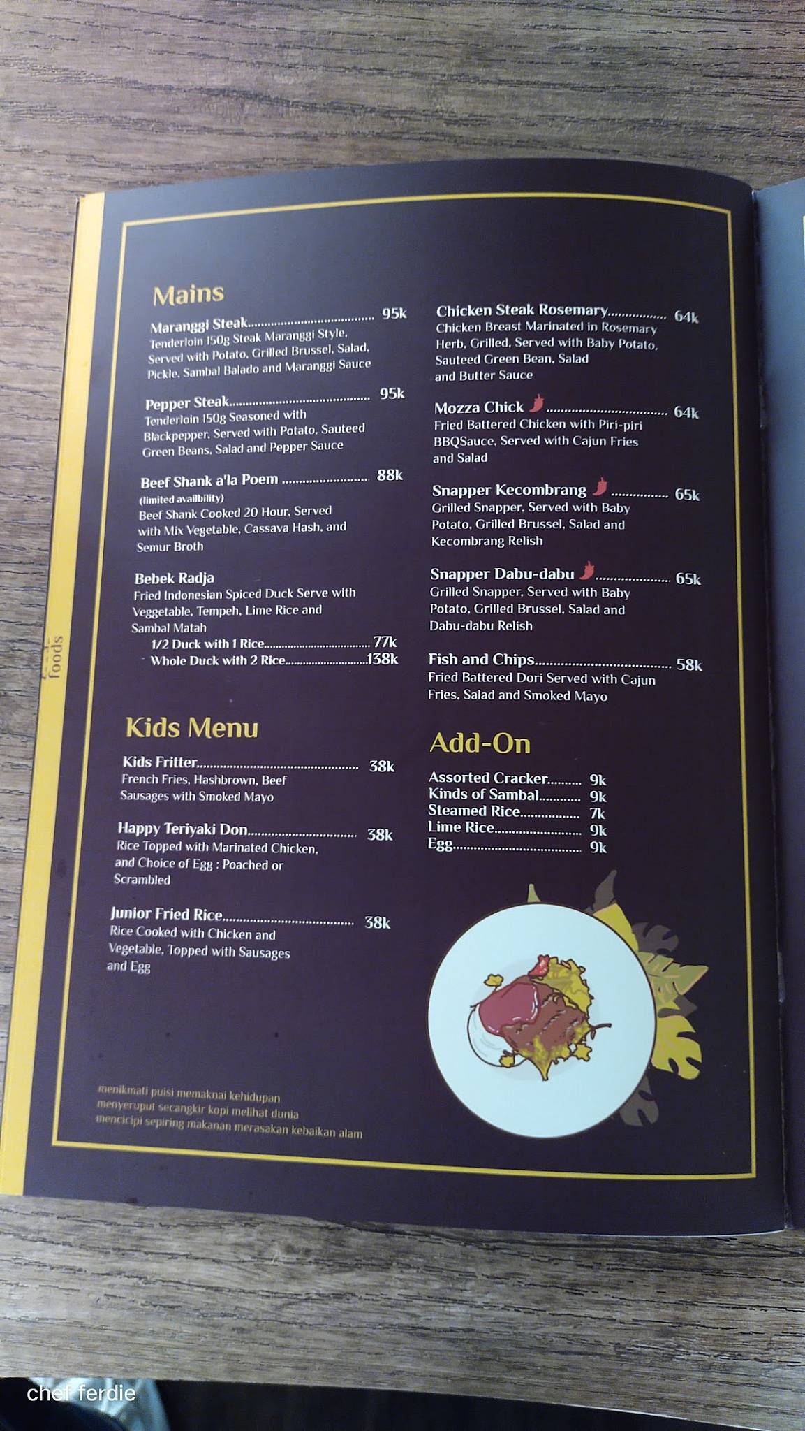 Carta de Poem Cafe and Resto Sumarecon Bandung, Bandung