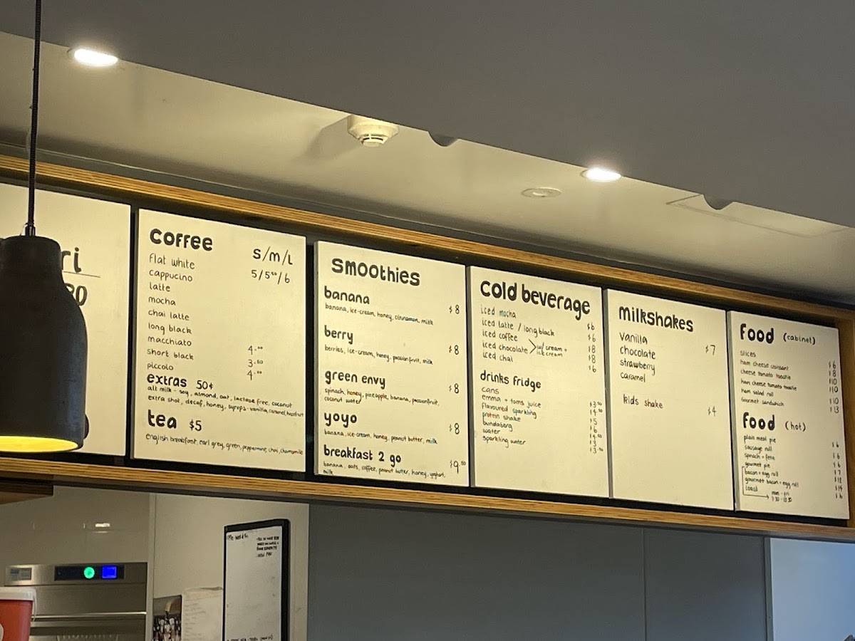 Menu at Café Ravello cafe, Wollongong