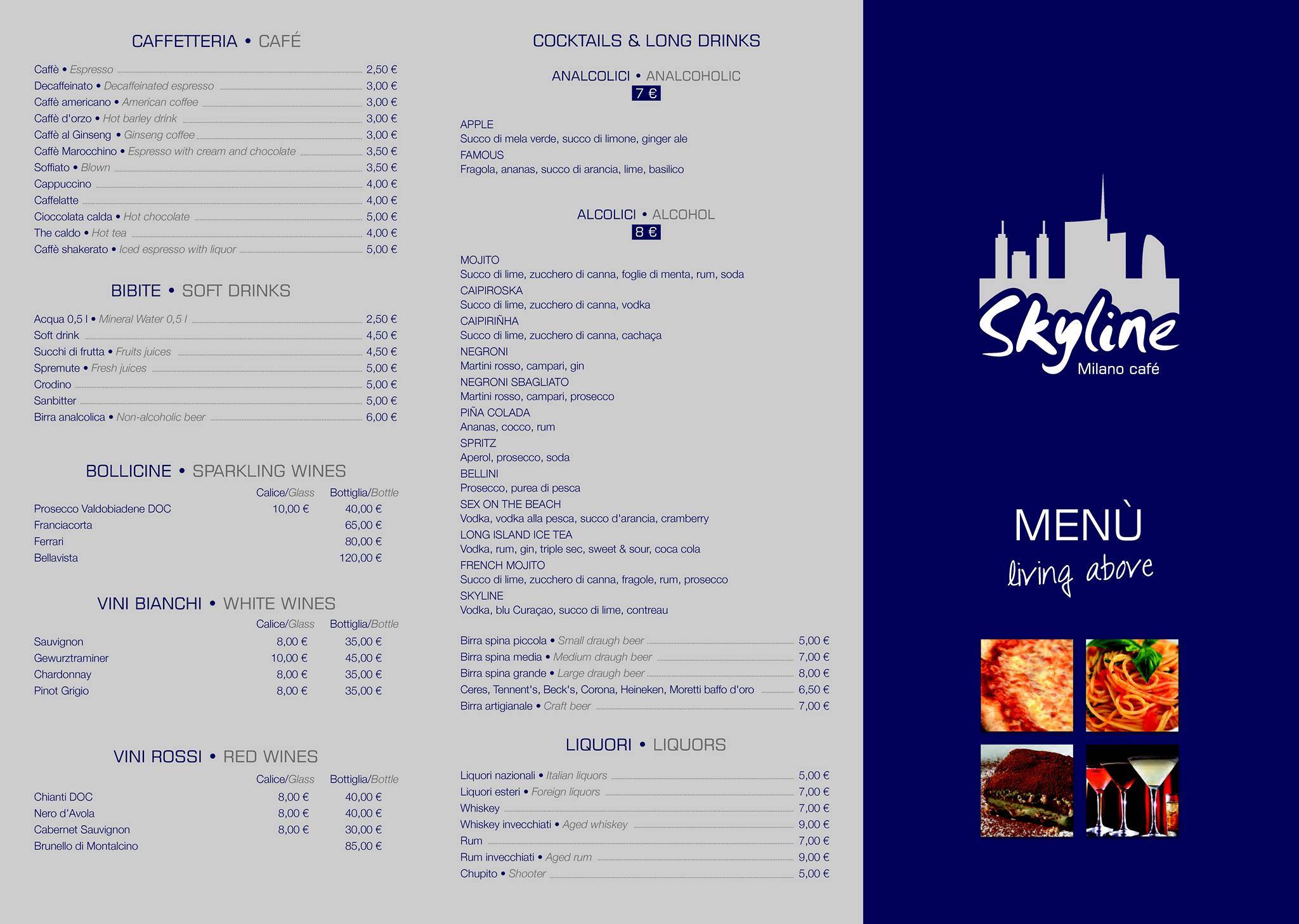Menu da Skyline Milano Cafe, Milano