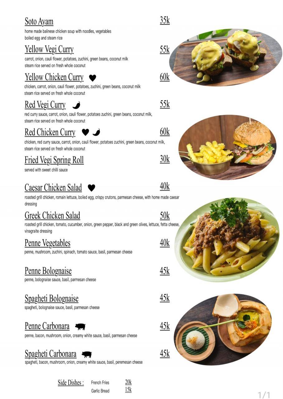 Menu at Sunflower Cafe, Kuta Selatan