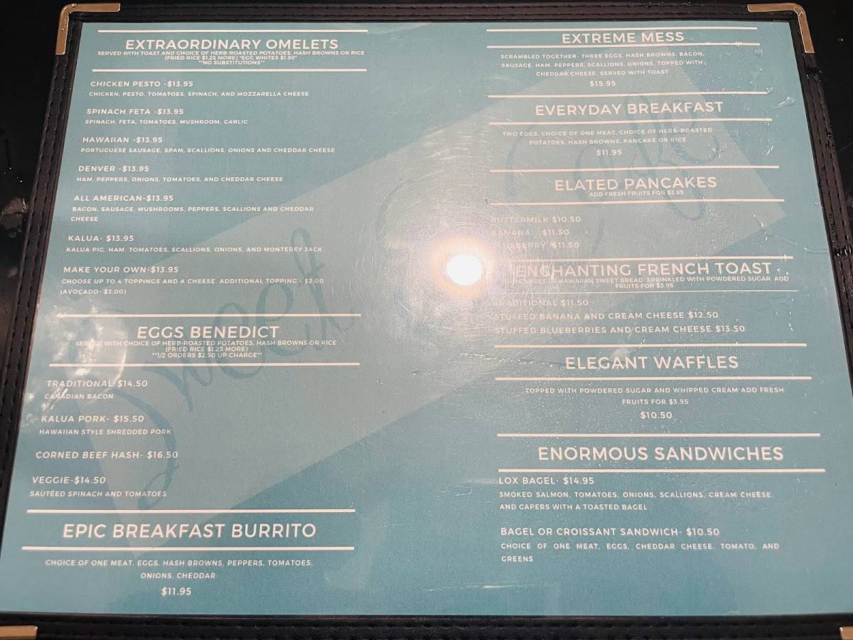 Menu at Sweet E's Café cafe, Honolulu