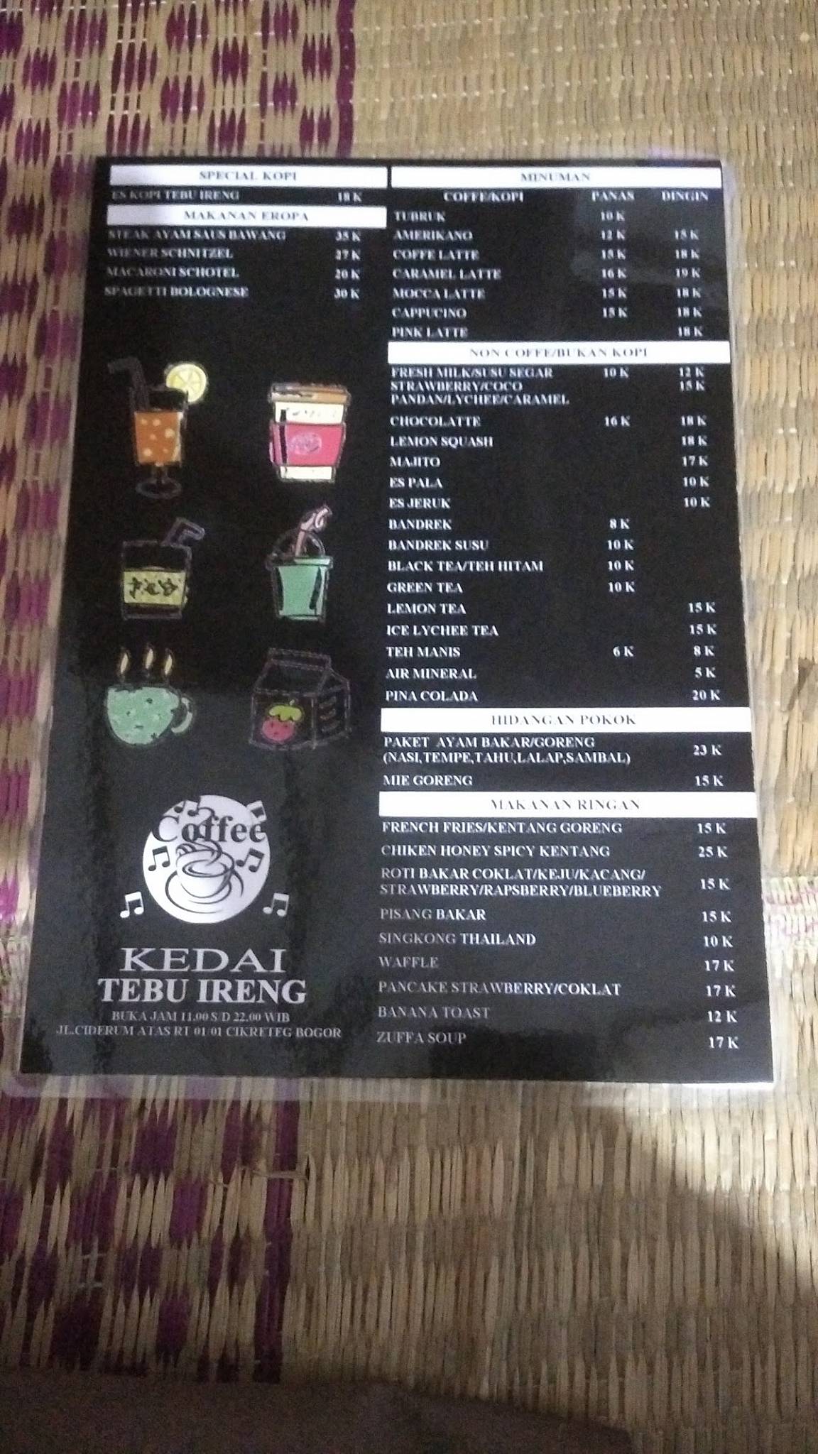 Carta de Cafe Tebu Irenk, Banjar Wangi