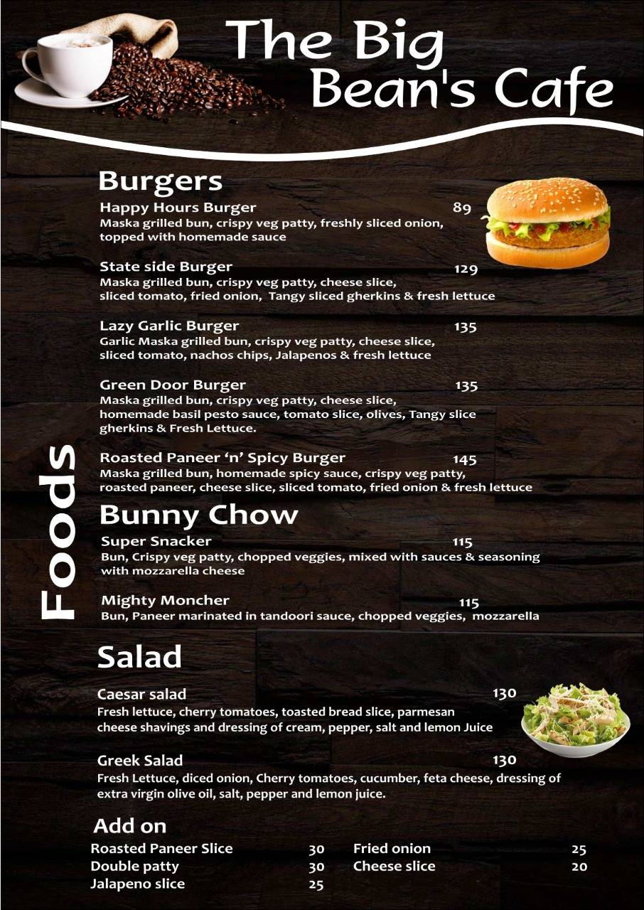 Menu at The Big Bean's Cafe, Ulhasnagar